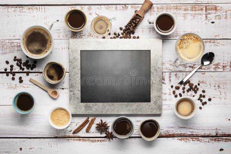 Coffee cups composition stock image. Image of drink - 200975273