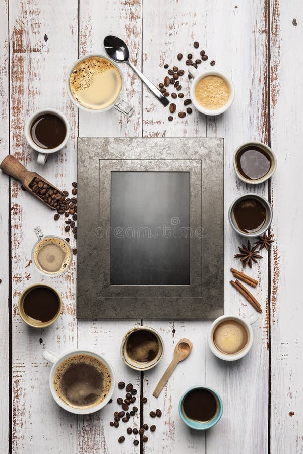 Coffee cups composition stock image. Image of cappuccino - 200975285