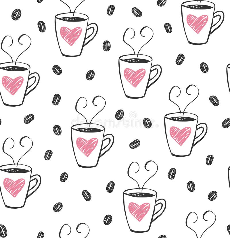 Coffee Cups Cute Pattern Vector Stock Vector - Illustration of artistic ...