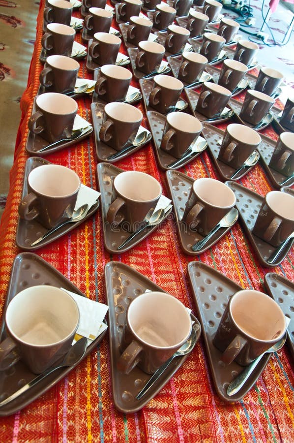 Coffee Cups in Front of Conference Room Stock Image - Image of business ...