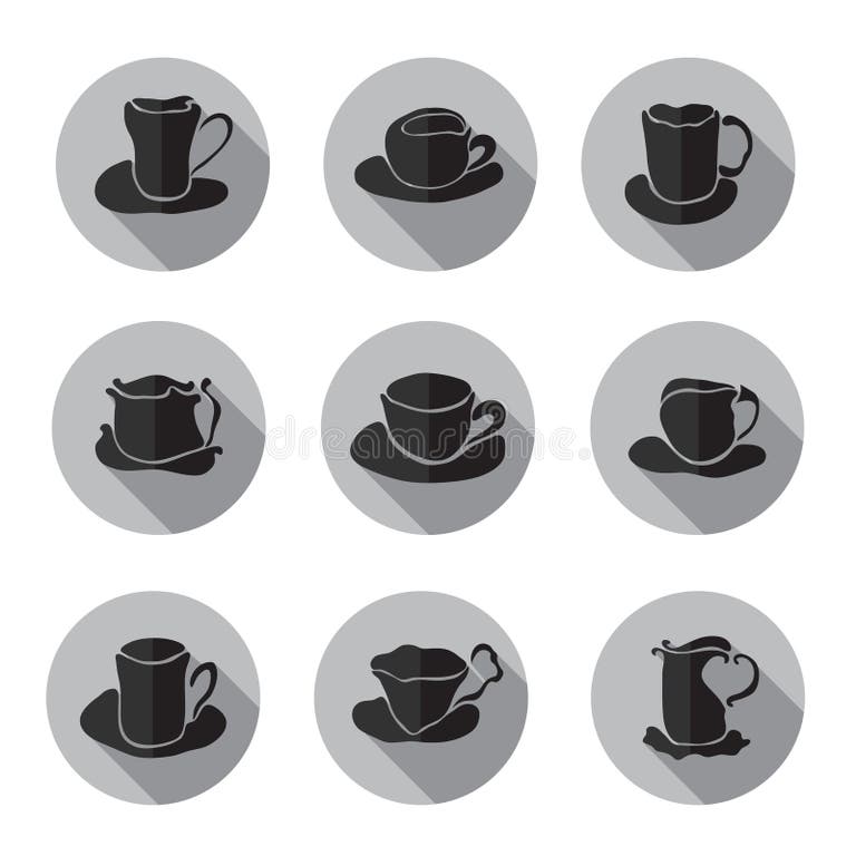 Coffee cups icons set stock vector. Illustration of dinnerware - 50247439
