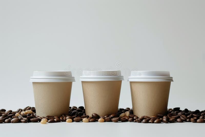 Coffee Cups with Lids on a White Background, Perfect for a Quick Coffee ...