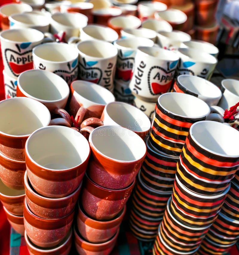 Coffee Cups,mugs of Different Colors and Designs Stock Image - Image of ...