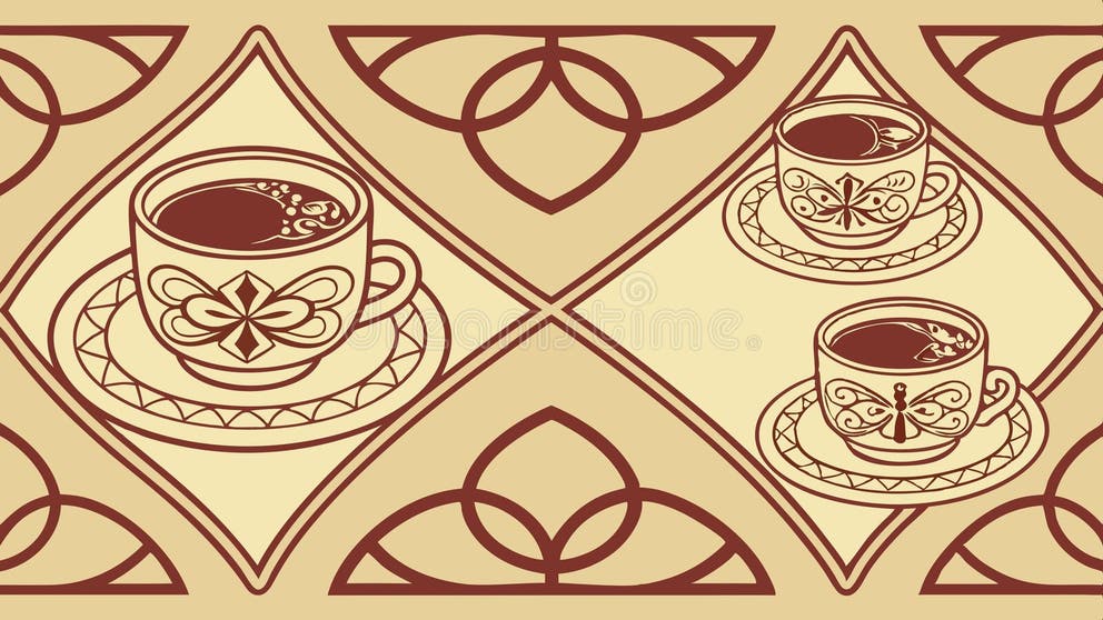 Coffee Cups Pattern Repeat, Cafe Design, Beverage Pattern, Coffee Theme ...