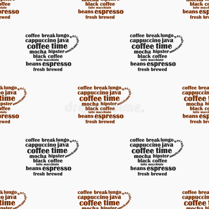 Coffee Cups Seamless Pattern Stock Vector - Illustration of text, shape ...
