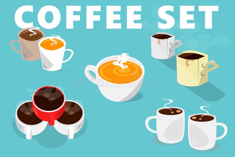 Coffee Cups Set.Five Type of Cups. Stock Vector - Illustration of type ...