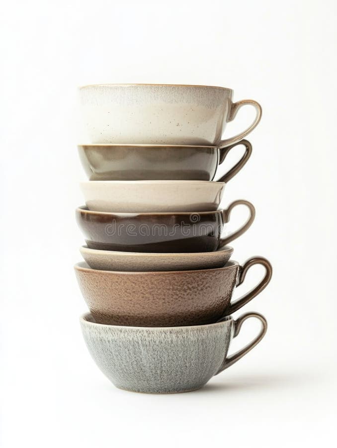 Coffee Cups Set in Stripe Pattern Stock Illustration - Illustration of ...