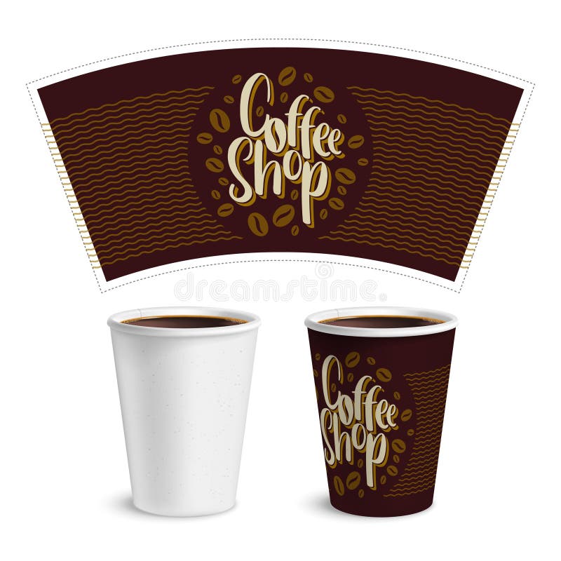 Coffee Cups and Shop Set stock vector. Illustration of container ...
