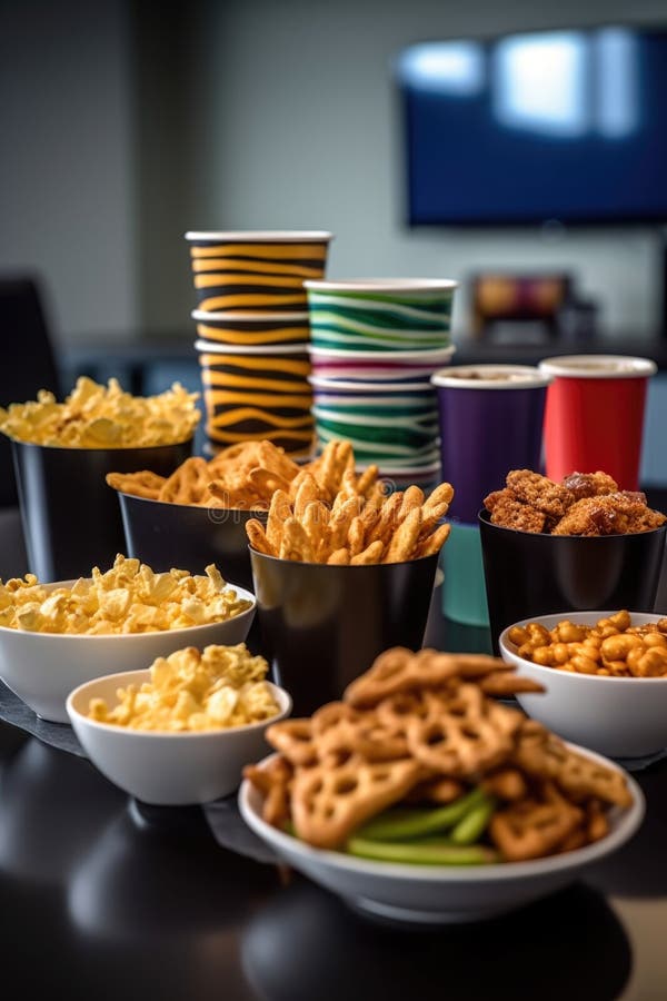 Coffee Cups and Snacks on a Table during a Meeting Stock Illustration ...