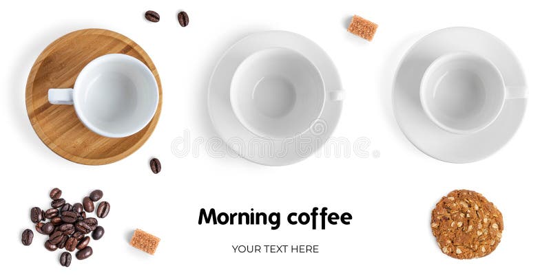 Coffee Cups and Sweets on a White Background. Long Header Banner Format ...