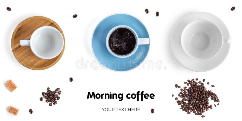 Coffee Cups and Sweets on a White Background. Long Header Banner Format ...