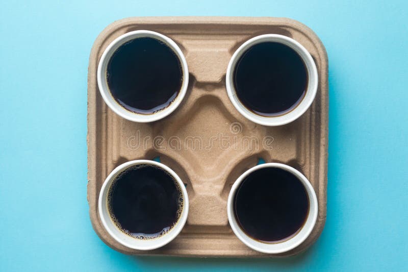 Coffee cups on a tray stock photo. Image of drink, full - 272290660