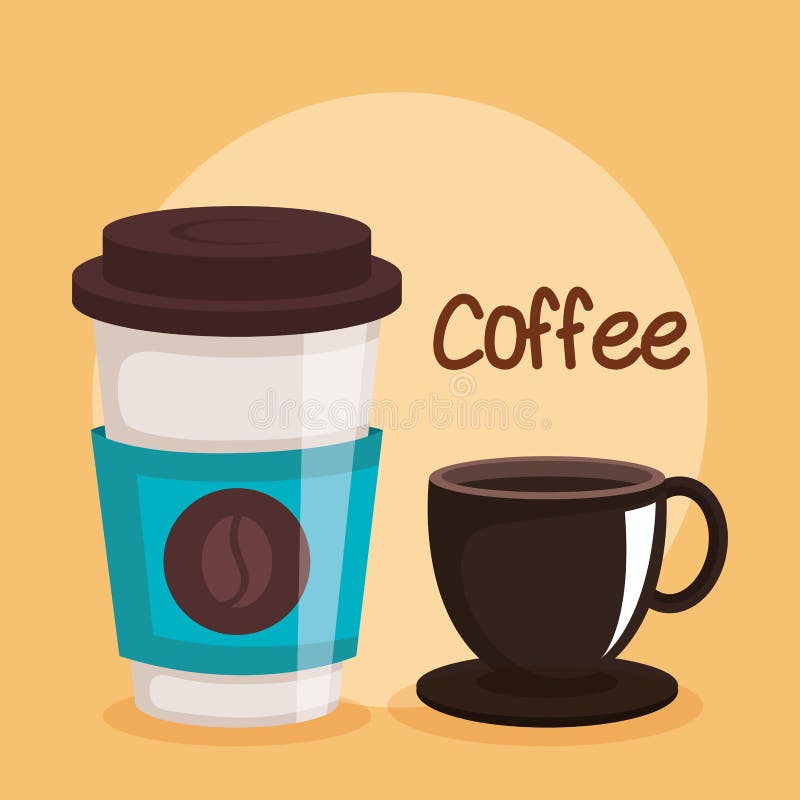 Vector Illustration Hands Holding Disposable Coffee Cups. Cardboard ...