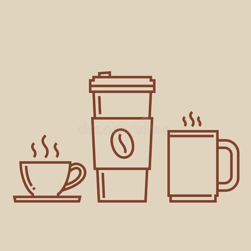 Coffee Cups Vector Illustration Set Stock Vector - Illustration of ...