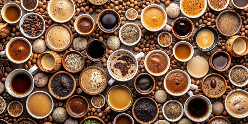 Coffee Cups Wallpaper Seen from Above with Different Textures and ...