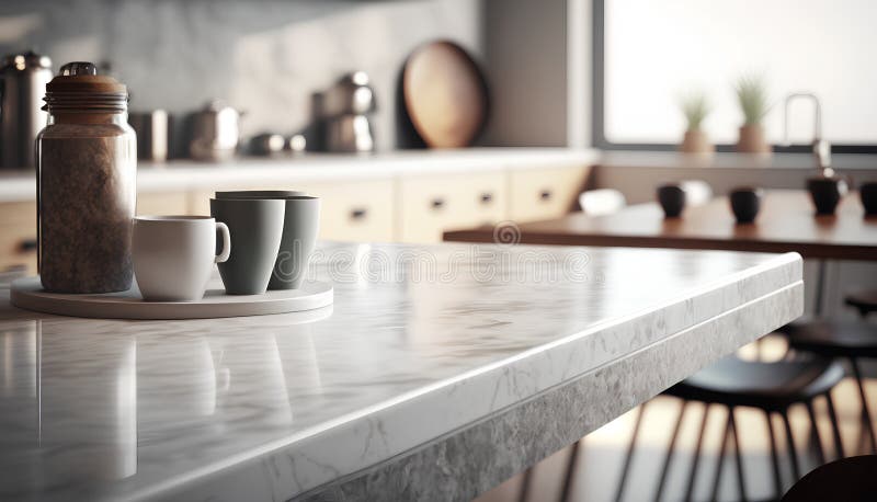 Coffee Cupsle Countertop in Modern Kitchen. 3d Rendering Stock ...
