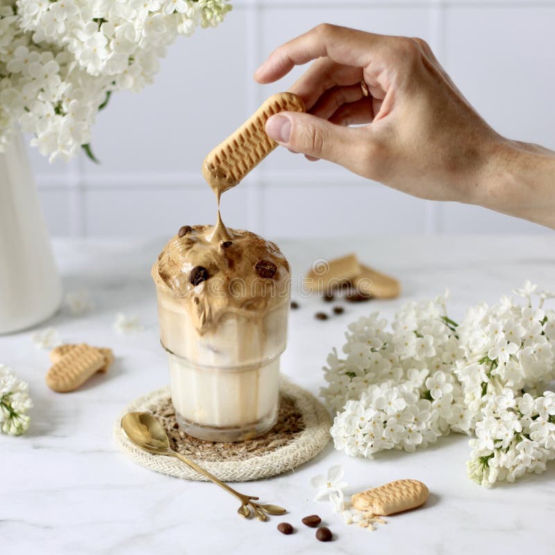 Coffee dalgona biscuit stock image. Image of plant, dalgona - 278312197