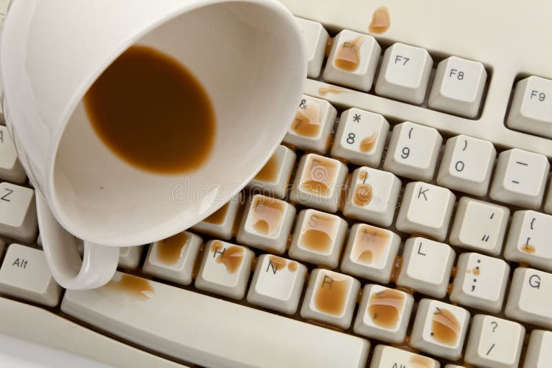 Coffee and Damaged Computer Keyboard Stock Image - Image of splashing ...