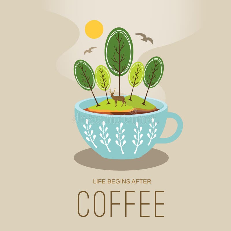 Coffee design with trees. stock vector. Illustration of text - 191480870