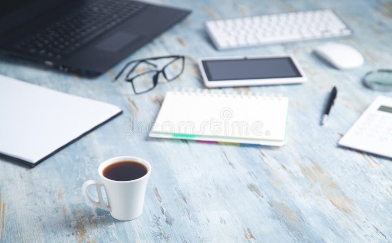 Coffee on the Desk. Office Workplace Stock Image - Image of office ...