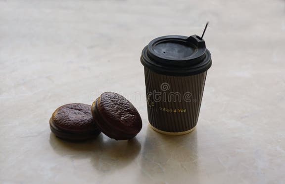 Coffee and Dessert in Paper Cups Stock Image - Image of wooden, fresh ...