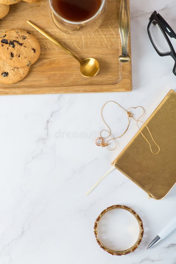 Coffee and Diary on White Table Stock Photo - Image of book, business ...