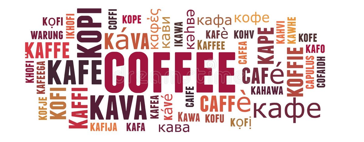 Word Coffee Different Languages Stock Illustrations – 22 Word Coffee ...