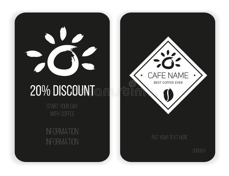 Coffee Discount Card. Template for Your Design. Black and White Stock ...