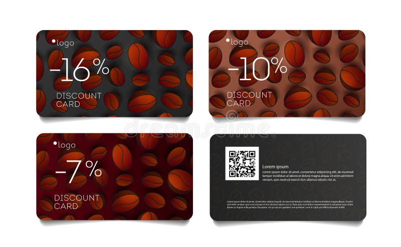 Coffee Discount Coupon Voucher with 3d Coffee Beans Pattern, Set of ...
