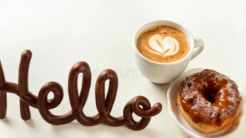 Coffee, Donut, and Chocolate Hello Stock Video - Video of inviting ...