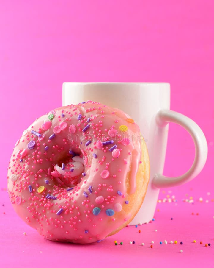 Cup of coffee and donut stock image. Image of brunch - 93455197