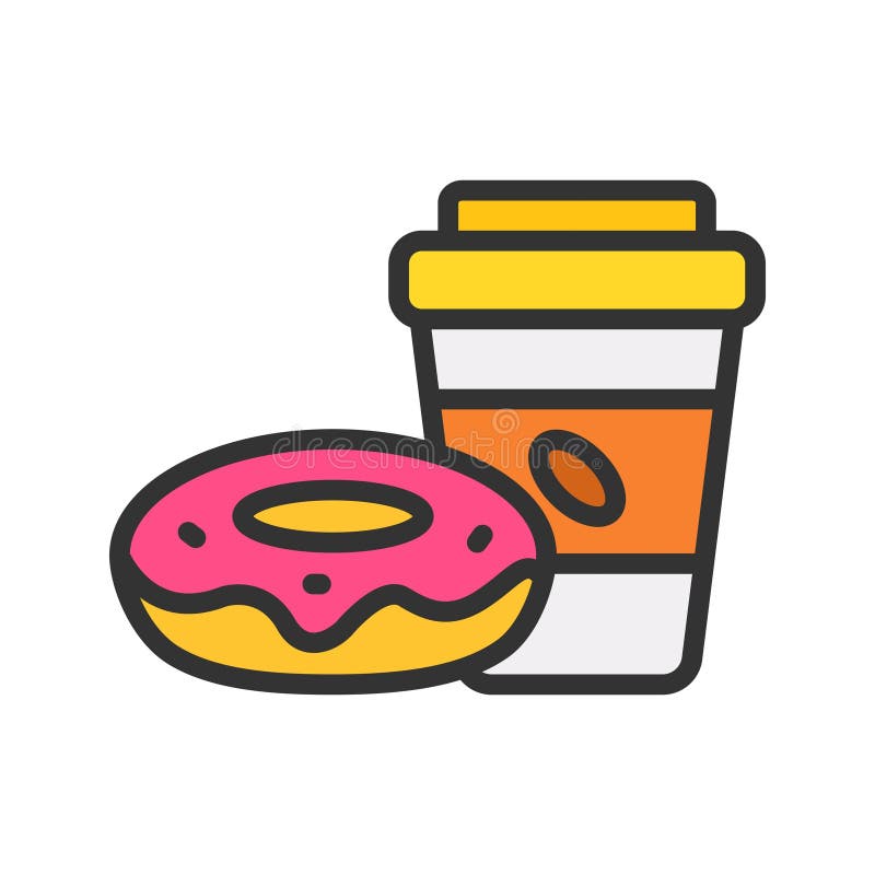 Coffee With Donut Icon Image Stock Vector Illustration Of Coffeecup Design 286864374
