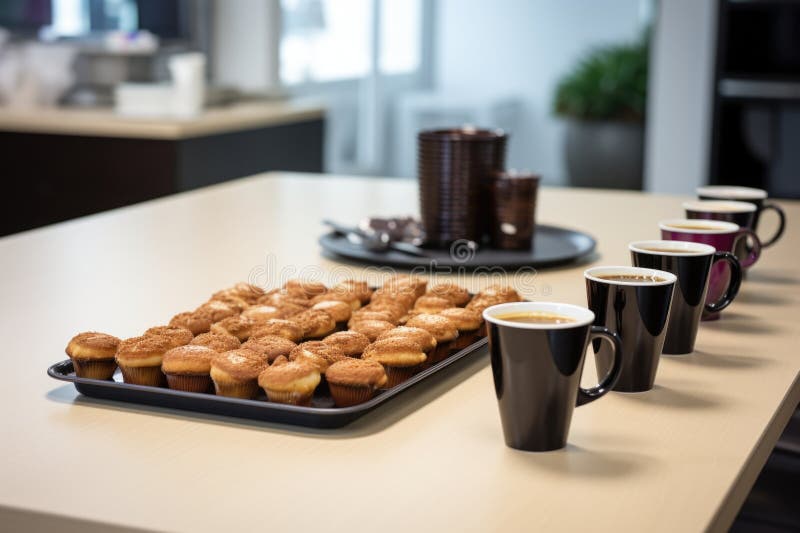 Coffee and Donuts Arranged in a Friendly Meeting Setup Stock ...
