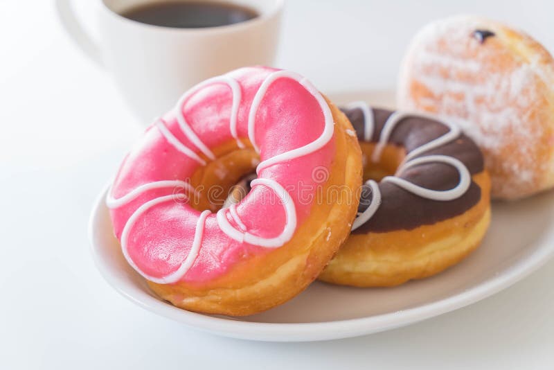 Coffee and donuts stock photo. Image of plate, donuts - 91150366