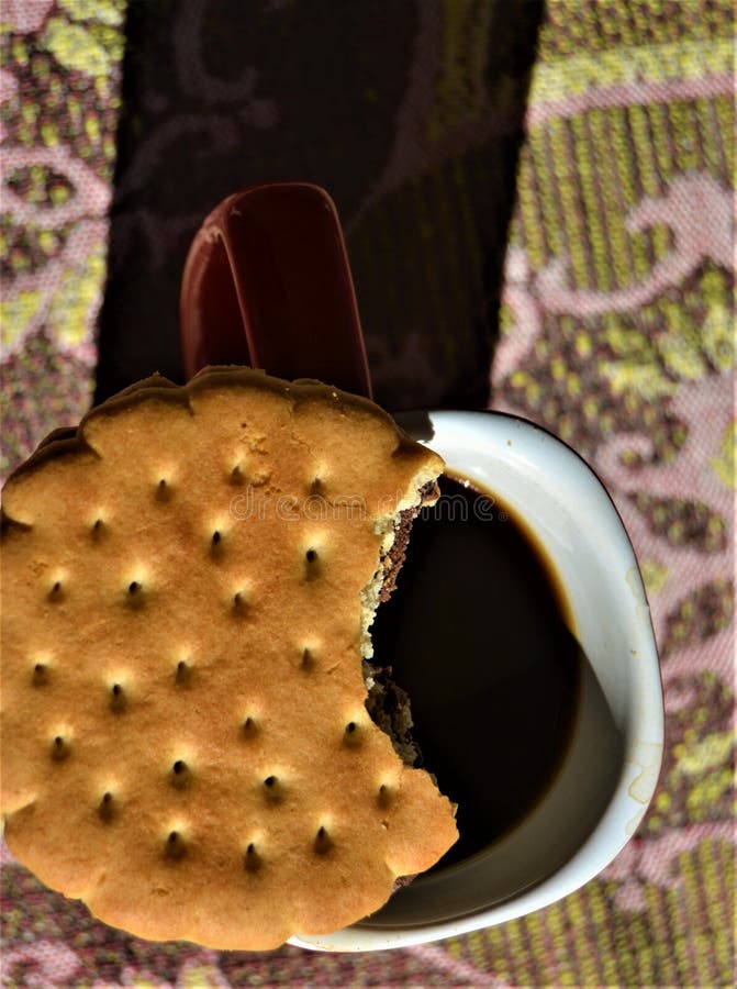 Coffee and Double Decker Biscuit with Chocolate Stock Image - Image of ...