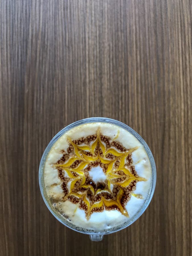 Coffee Drawn Pattern on Wooden Floor Stock Image - Image of foam ...