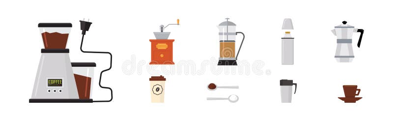 Coffee Drink Brewing Icon and Object Vector Set Stock Vector - Illustration of aromatic, brewing ...