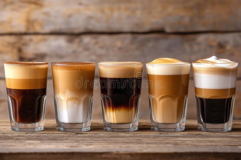 Coffee Drink Lineup stock illustration. Illustration of foam - 355020808