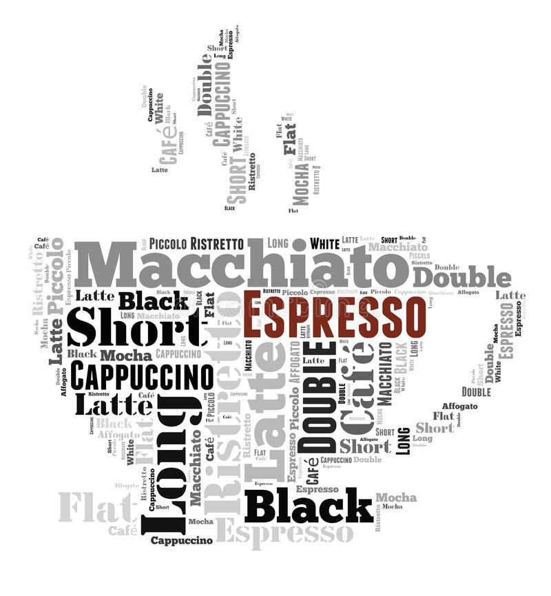 Coffee Drinks Words Cloud Collage Stock Illustration - Illustration of ...