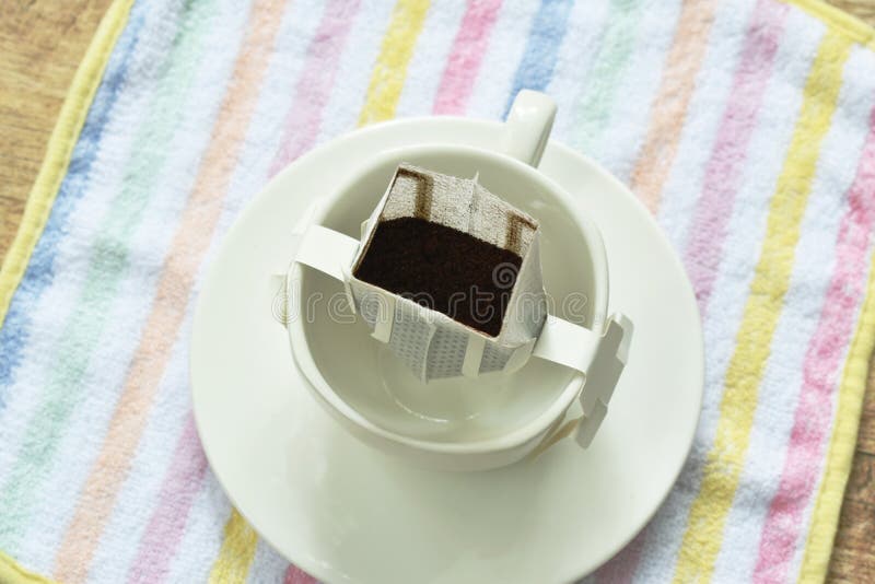 Coffee Drip Powder with Filter on Cup Stock Image - Image of filter ...