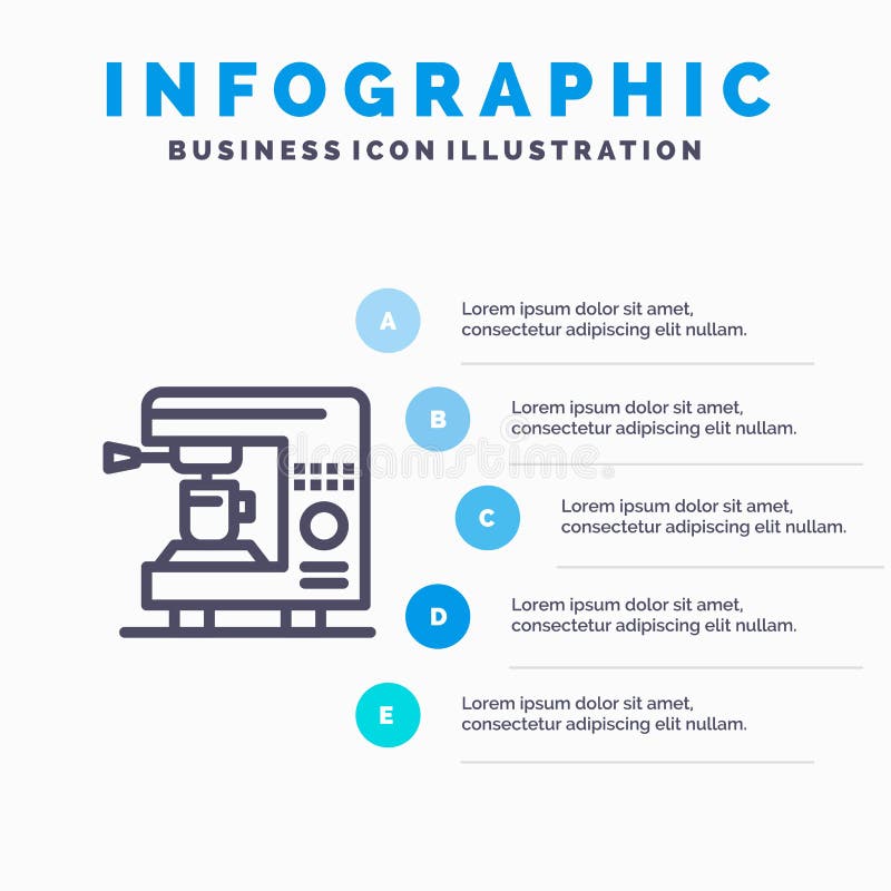 Coffee, Electric, Home, Machine Blue Infographics Template 5 Steps ...