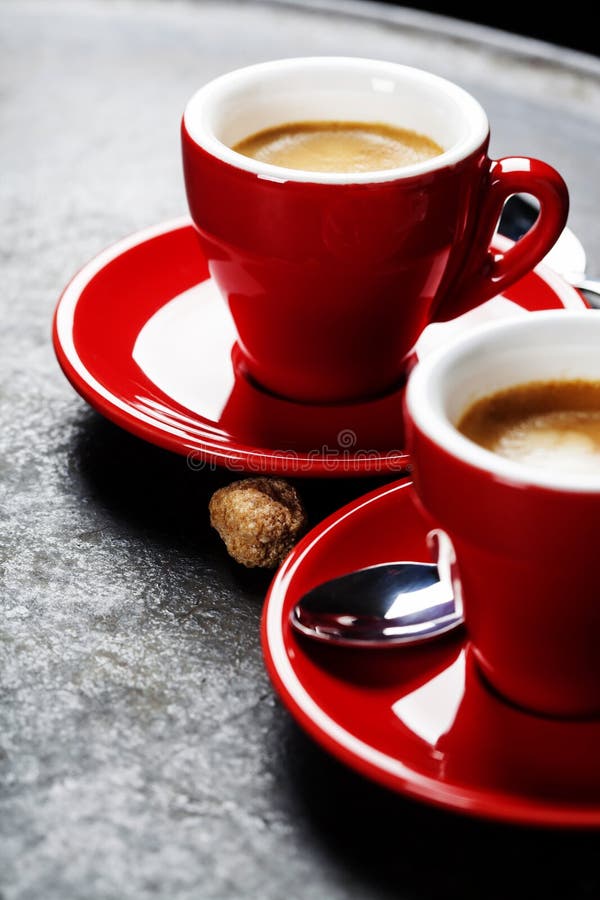 Coffee Espresso. Red Cups of Coffee Stock Image - Image of breakfast ...