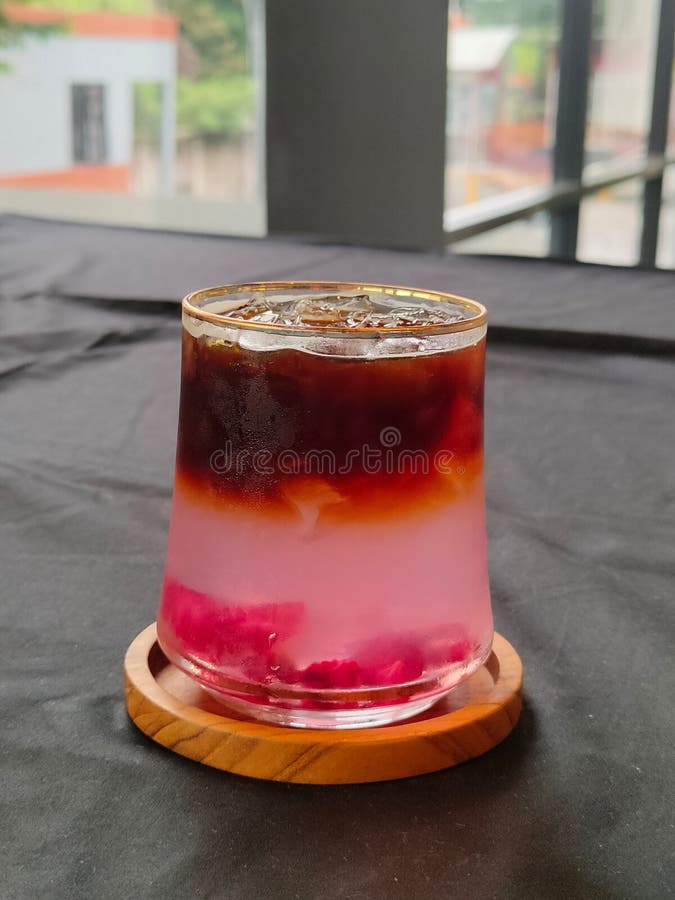 Coffee Espresso with Rose Syrup Flower Art Stock Image - Image of ...