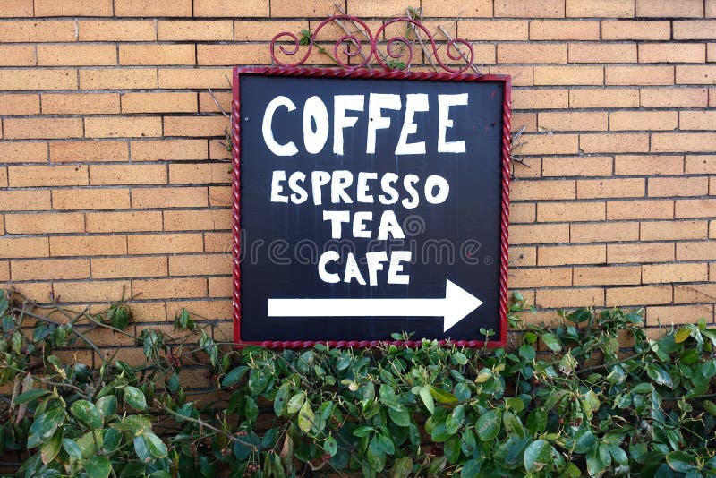 Coffee Espresso Tea Cafe Sign with Arrow Stock Image - Image of ...