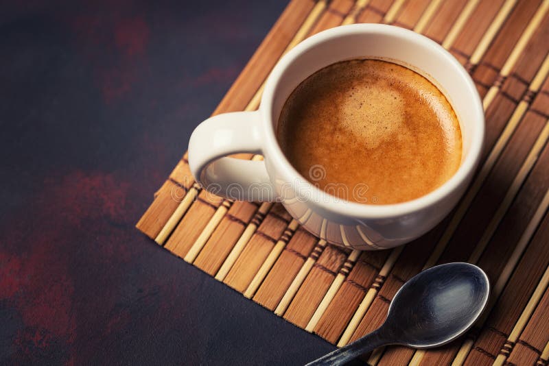 Coffee Espresso Teaspoon and Roasted Beans on Dark Background Stock ...