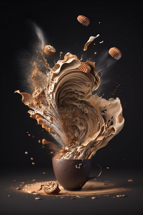 Coffee Explosion Splash. Generative Ai Stock Illustration ...