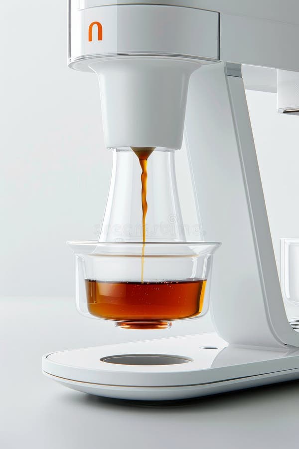 Coffee Extraction Portafilter Pouring Coffee into Cup from Machine in ...