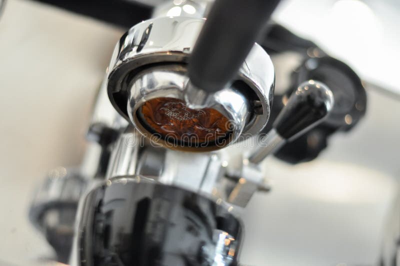 Coffee Extraction Process from Professional Espresso Machine Stock ...