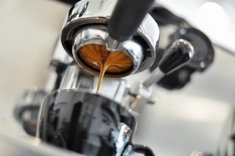 Coffee Extraction Process from Professional Espresso Machine Stock ...