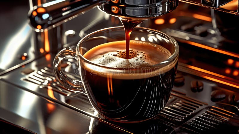 Coffee Extraction from Professional Coffee Machine. Generative a Stock ...